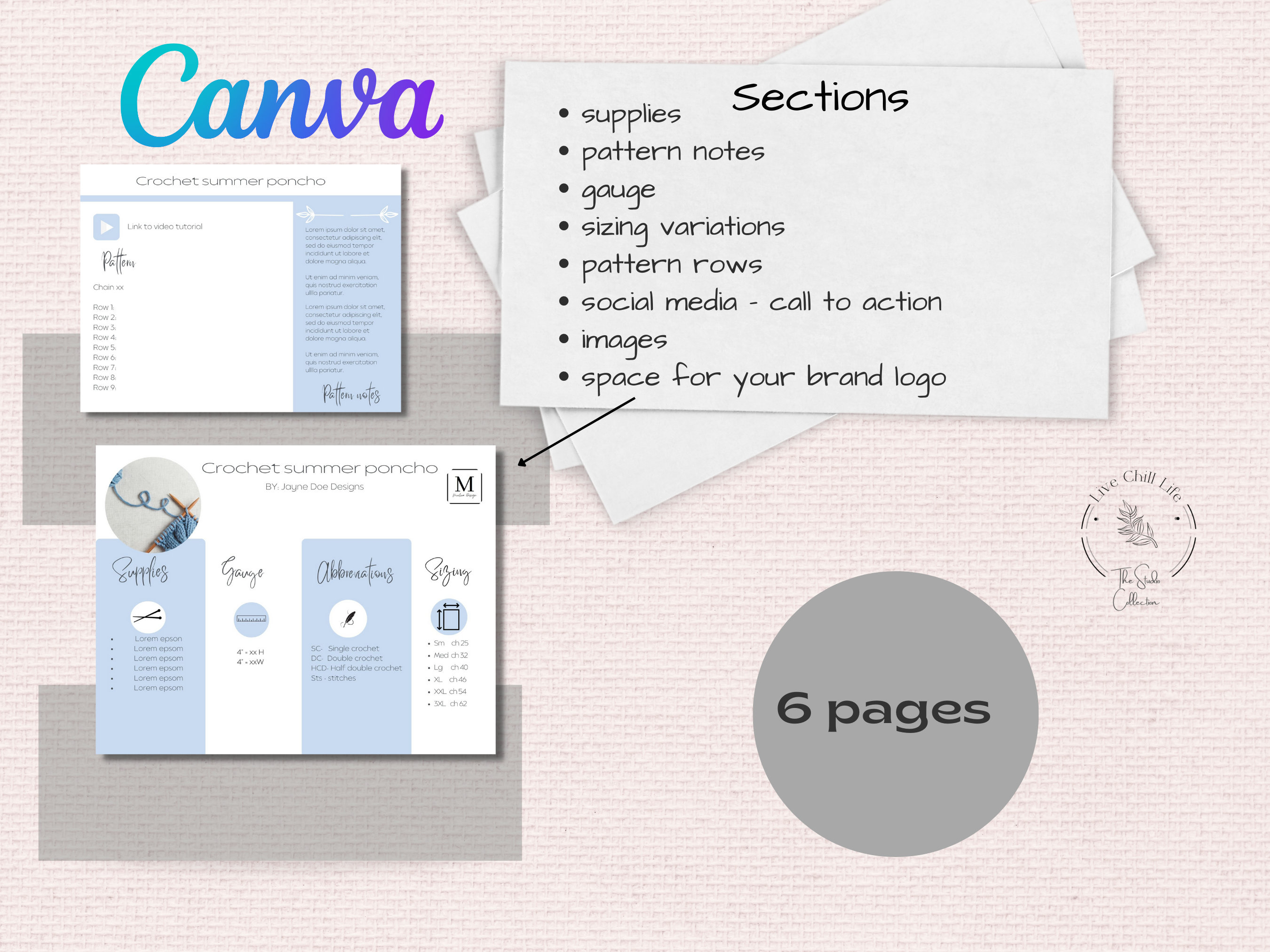 Crochet Pattern Template Knit Pattern Template Canva - Etsy