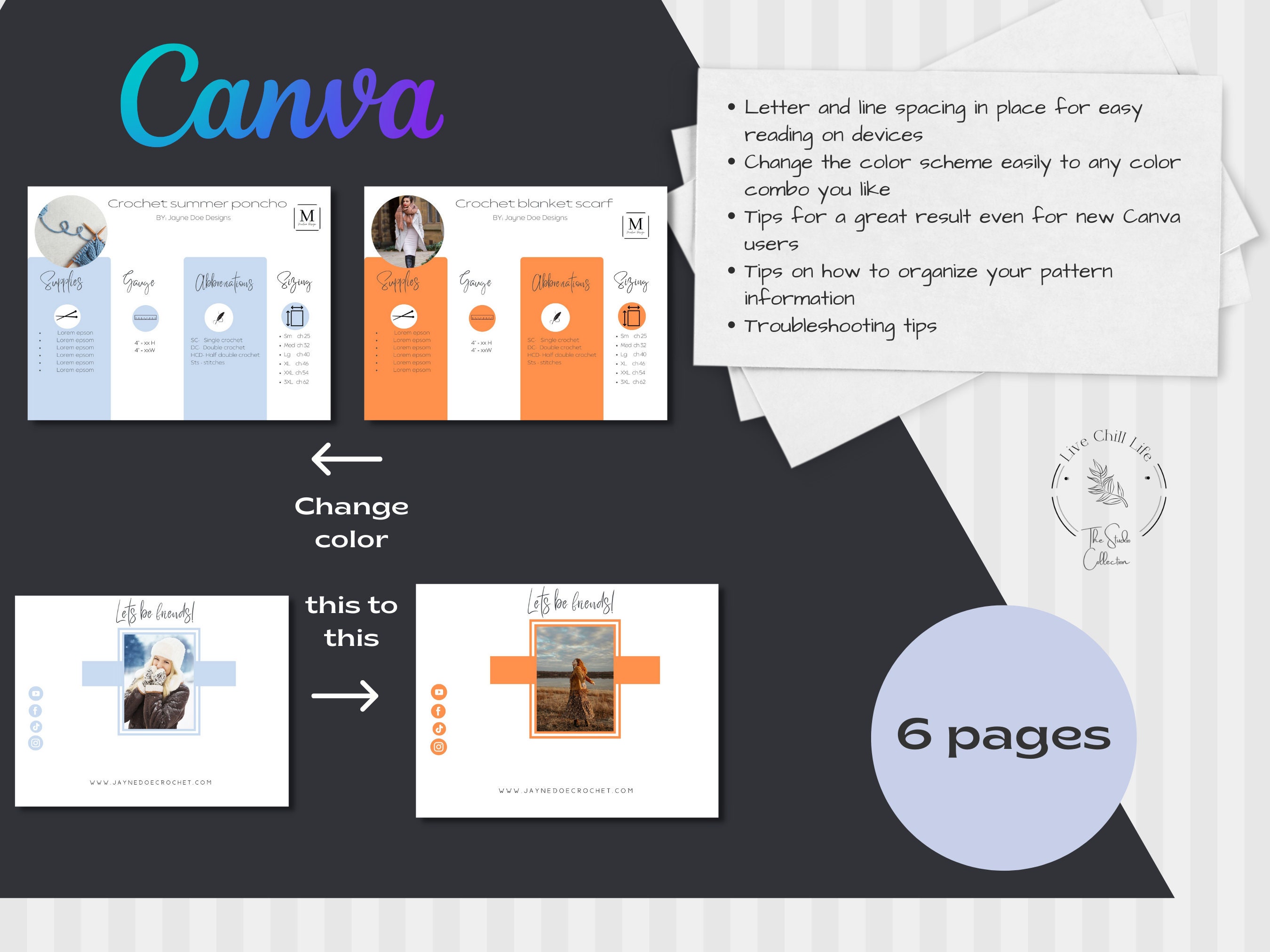 Crochet Pattern Template Knit Pattern Template Canva - Etsy
