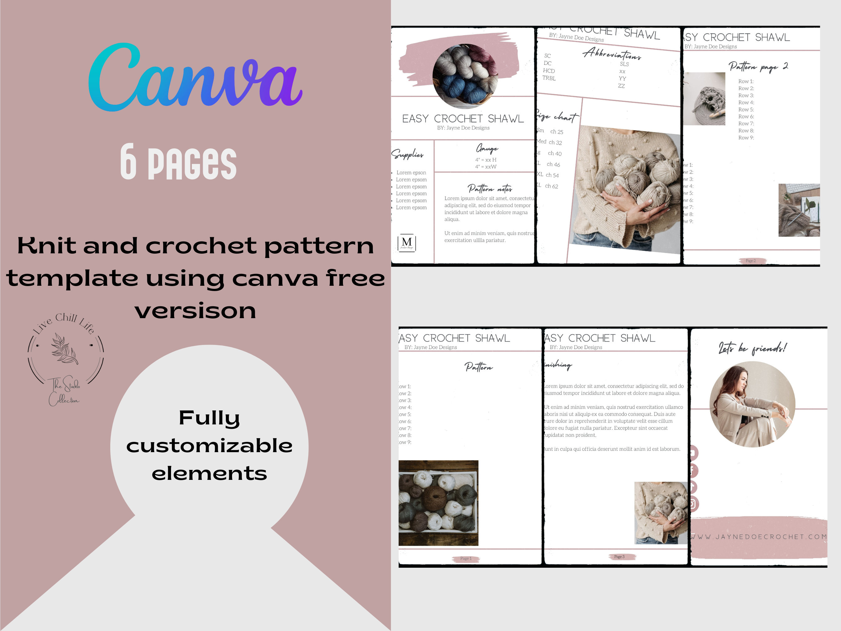 Crochet Pattern Template Knit Pattern Template Canva - Etsy Canada