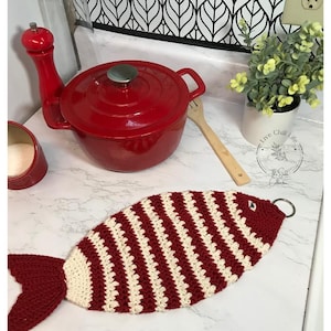 Crochet Thick Potholder Pattern | Fish Hanging Hotpad | Double Thick ...