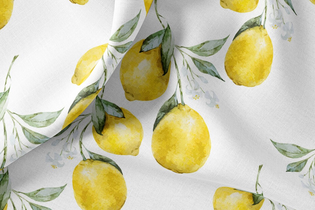 Vintage Lemon Print Linen by the Yard or Meter, Vintage Lemon Print ...