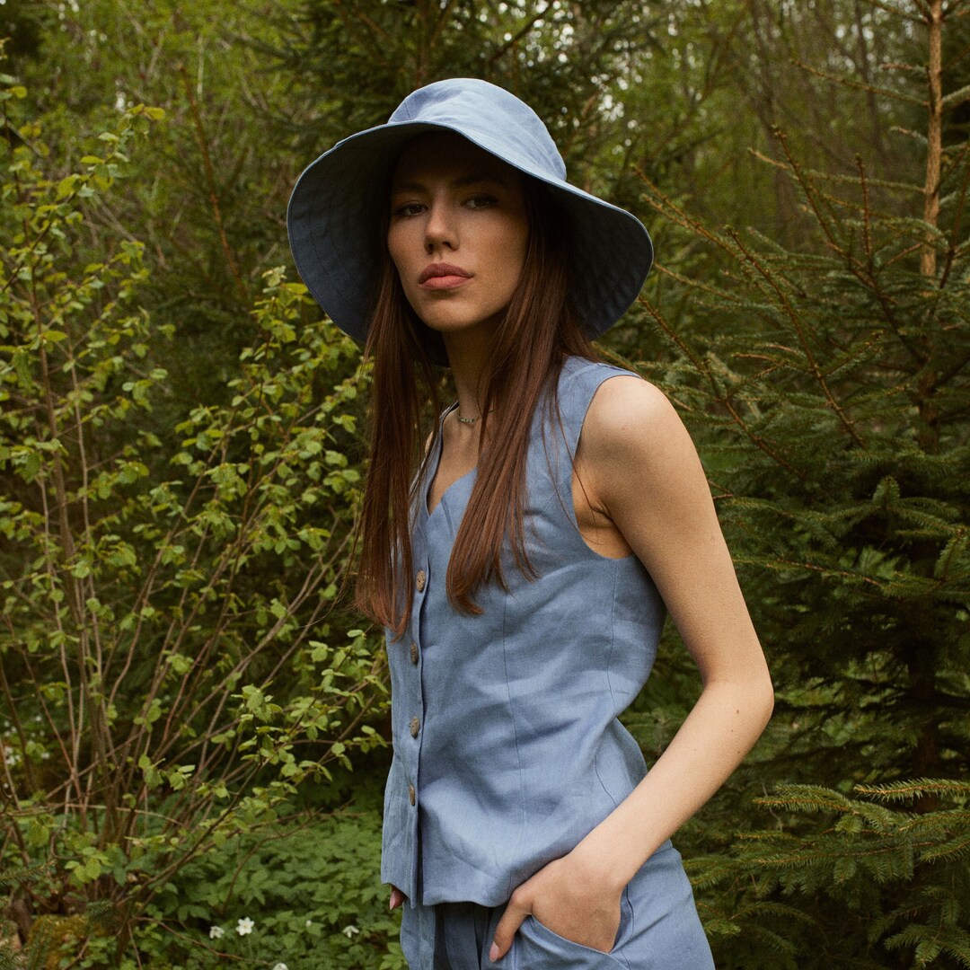 Wide Brim Linen Sun Hat: Beach Panama Style - Etsy