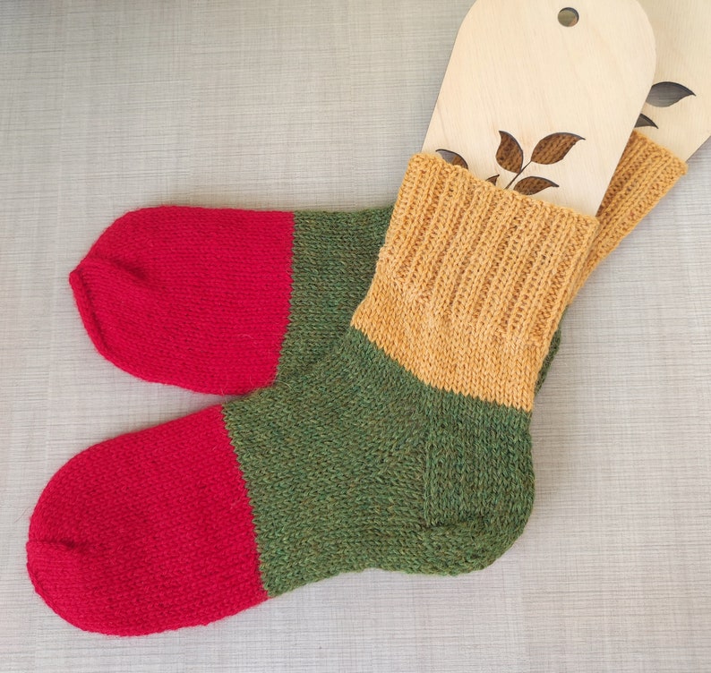 Hand Knit Wool Socks: Lithuanian Flag Colors, Adult Size 37-38 - Etsy