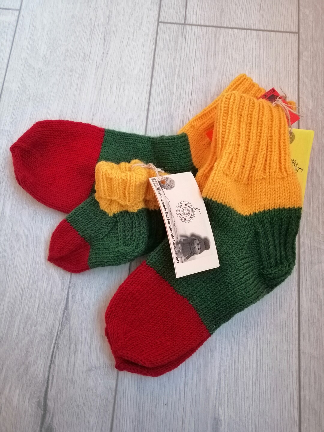 Knitted Wool Socks: Lithuanian Flag Colors, Adult & Baby (made to Order ...