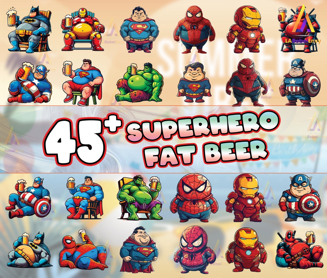 47 Designs Funny Superhero Character Png, Fat Person Png Bundle, Super ...
