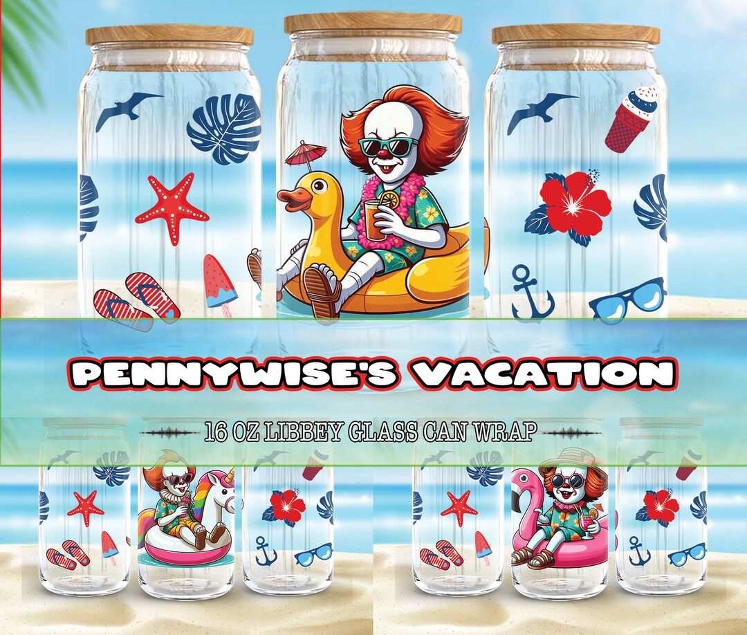 6 Designs Horror's Summer Vacation Bundle for 16oz Libbey Glass Can ...
