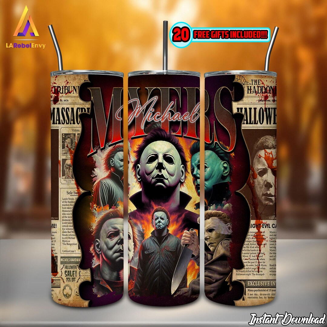 Horror Character 20 Oz Skinny Tumbler Sublimation Designs Png, Horror ...
