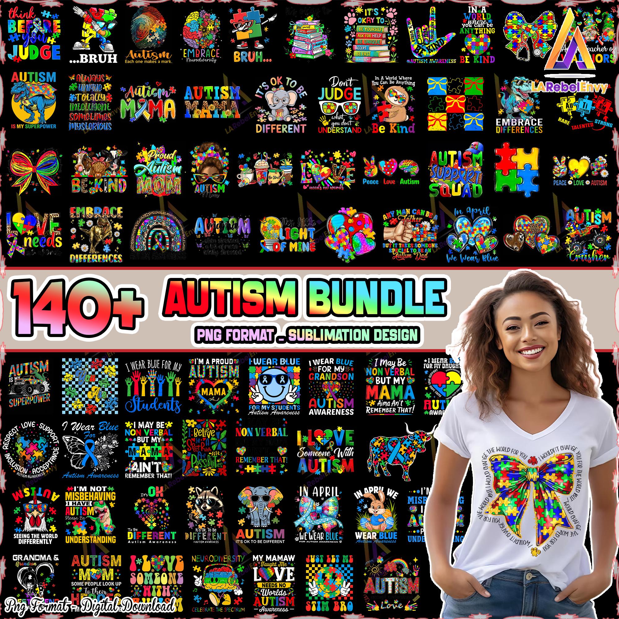 Autism Awareness Bundle 140+ PNG, Autism Coquette Bow, Autism Puzzle ...