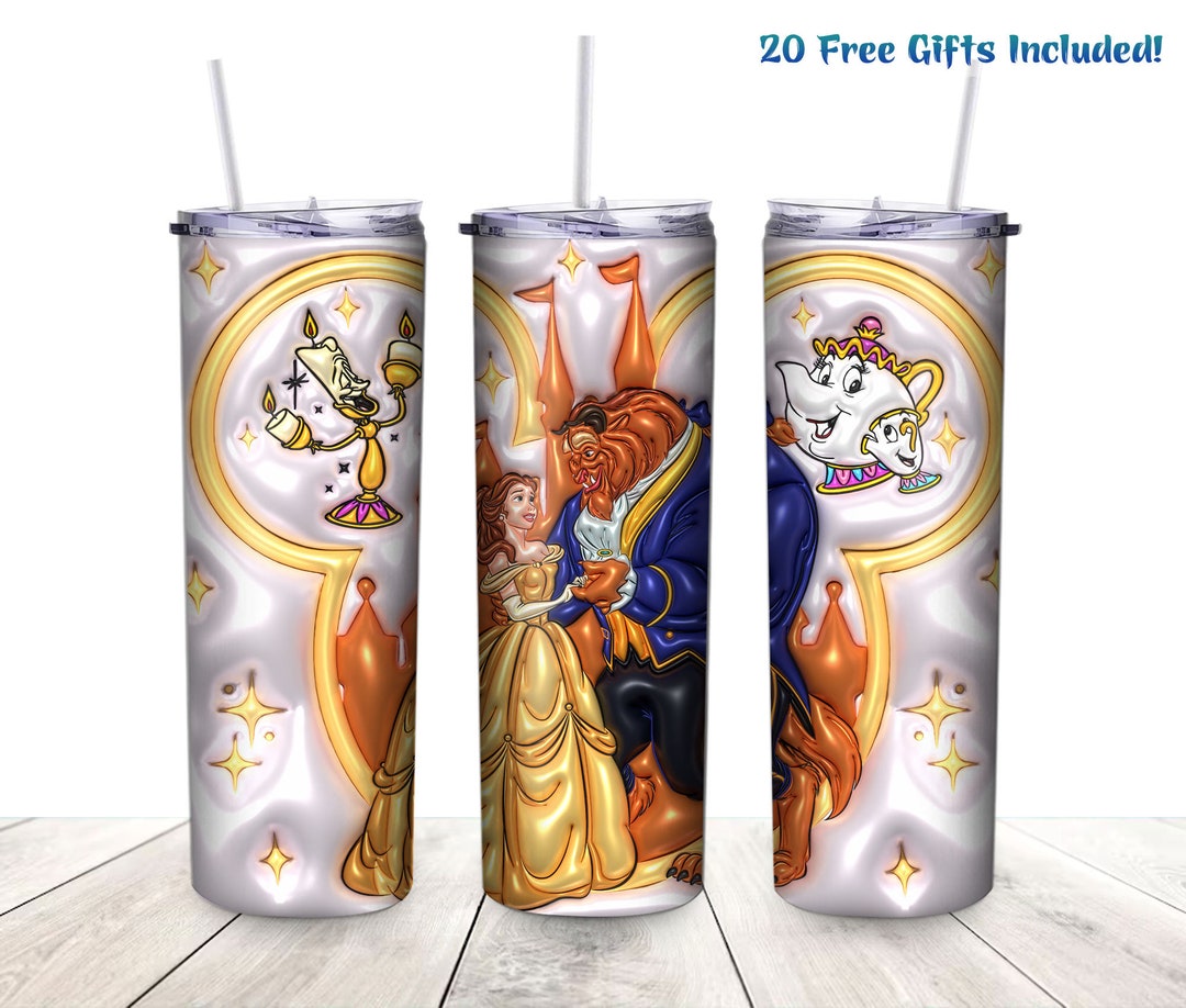 3D Inflatable Design Cartoon Princess Character 20oz Skinny Tumbler ...