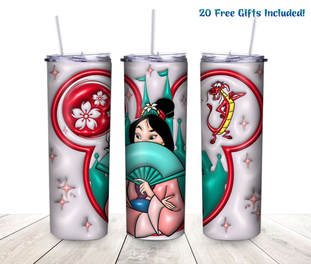 Princess 3D Inflated 20 Oz Skinny Tumbler Sublimation Design Png ...