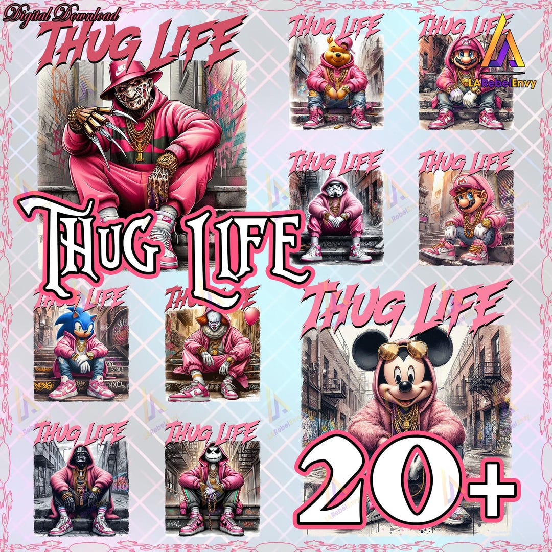 21 Designs Thug Life Pink Png, Characters Movies, Horror Spooky, Funny ...