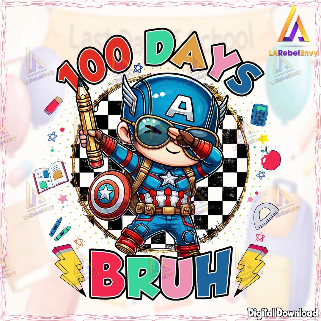 100 Days Bruh Png, Cute Superhero Character Png, 100 Days of School Png ...
