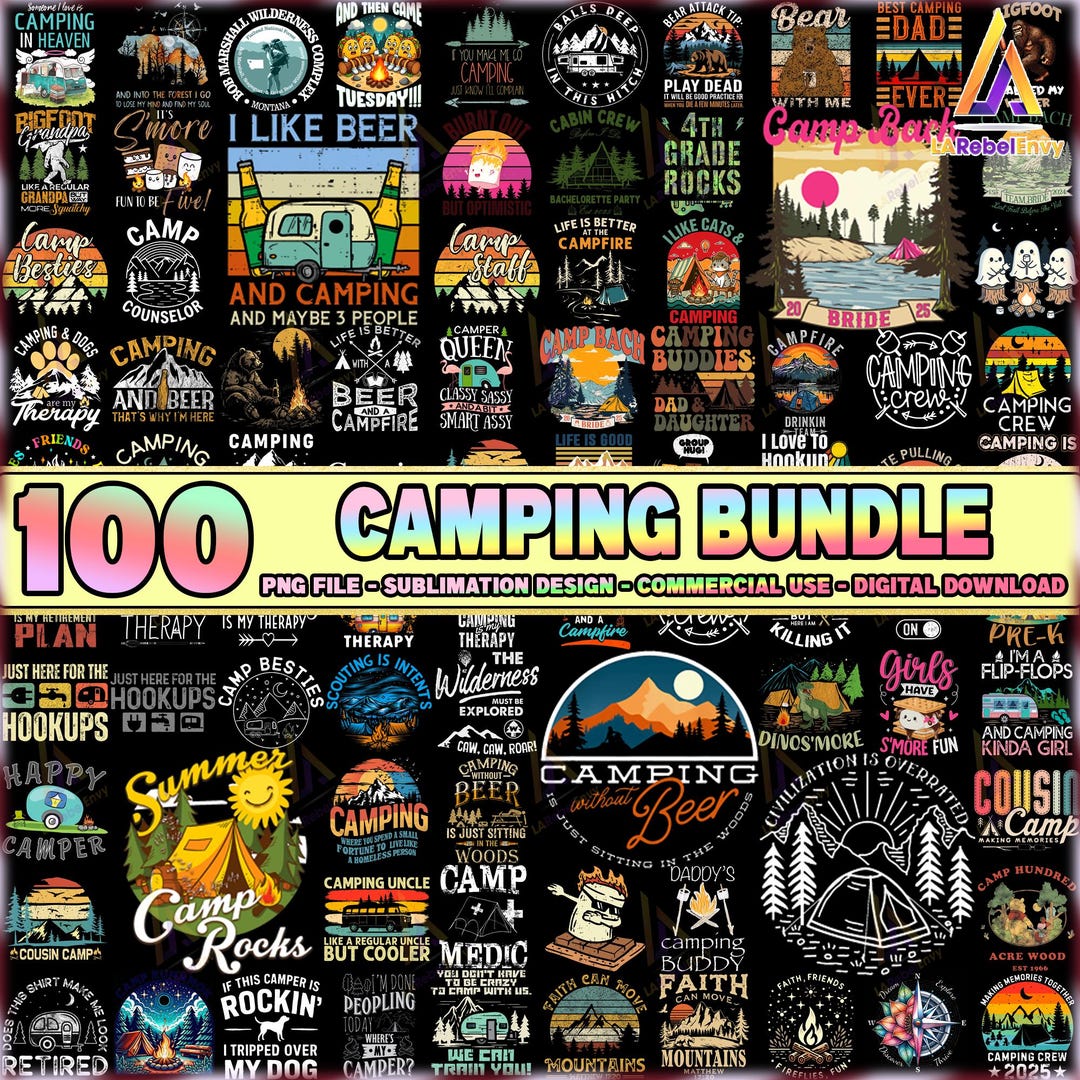 100 Files Camping Png Bundle, Camp Bach Png, Family Vacation Png ...