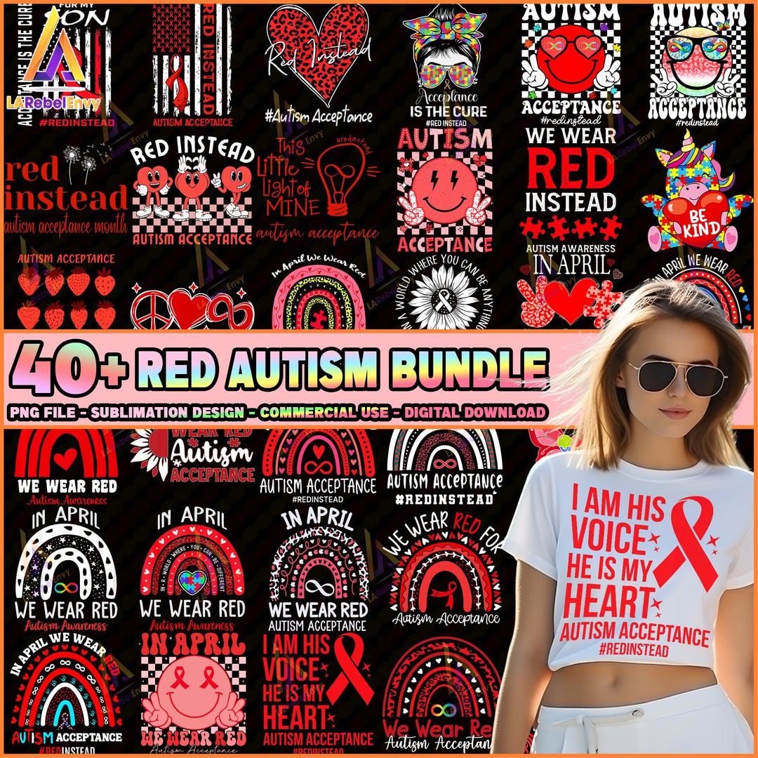 40+ Files Red Autism Awareness PNG Bundle, in April We Wear Red Png ...