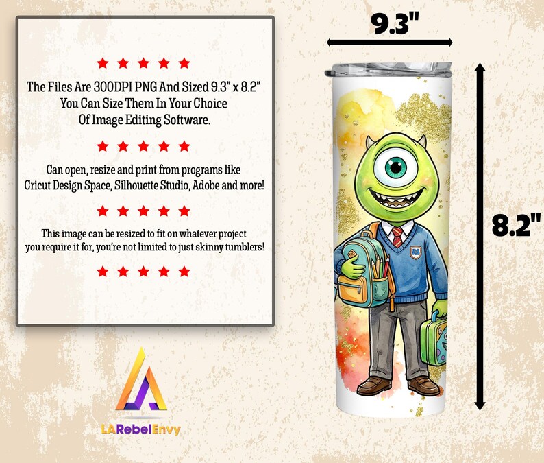 Cute School Cartoon Characters 20oz Skinny Tumbler Sublimation Design ...