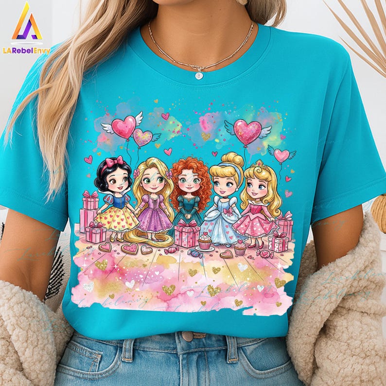 Valentine’s Day Princess and Friends PNG, Cute Cartoon Characters ...