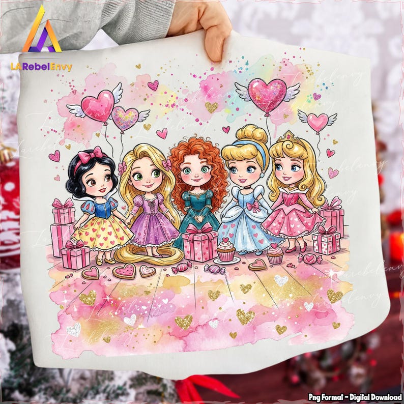 Valentine’s Day Princess and Friends PNG, Cute Cartoon Characters ...