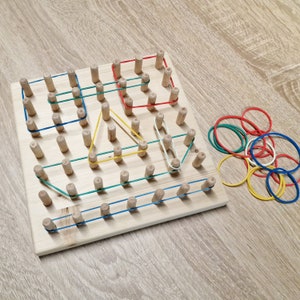 Wooden Geoboard, Solid Wood Waldorf and Montessori Learning Tool | Wood ...