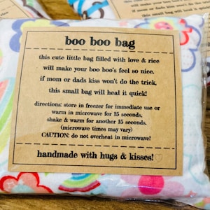 Boo Boo Bags | Hot Rice Pack | Ice Pack | Owie | Bump or Bruise | Kids ...