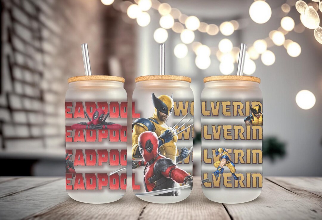 Wolverine, Deadpool, 16oz Glass Cup, Glass Cup, Gift - Etsy