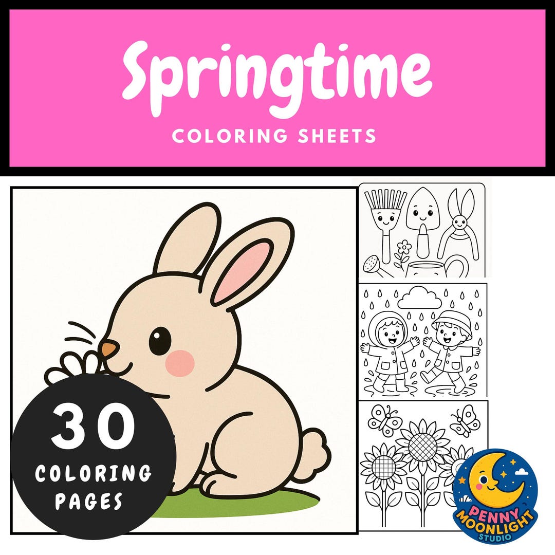 Springtime Coloring Sheets - Etsy
