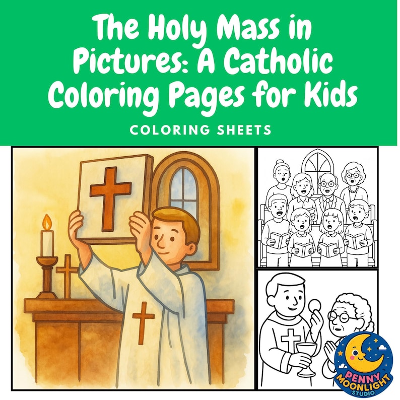 The Holy Mass in Pictures: A Catholic Coloring Pages for Kids - Etsy