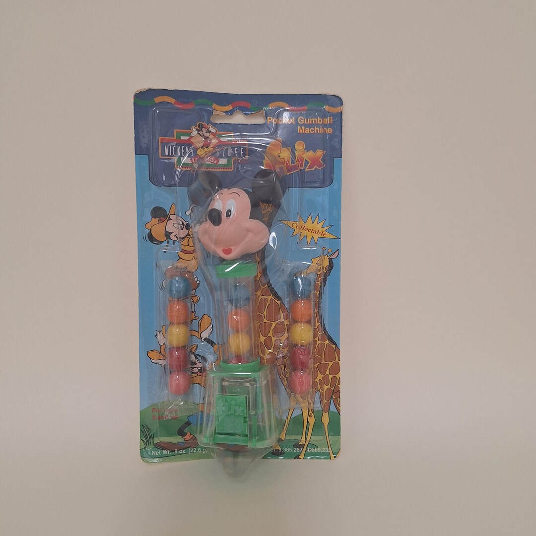 Vintage Mickey Mouse Gumball Dispenser - Flix Pocket Candy Machine ...