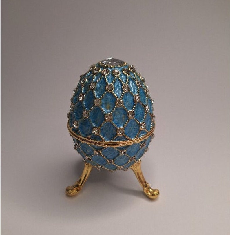 Decorative Faberge Egg Jewlery Box Enamel Metal Trinket Box With ...