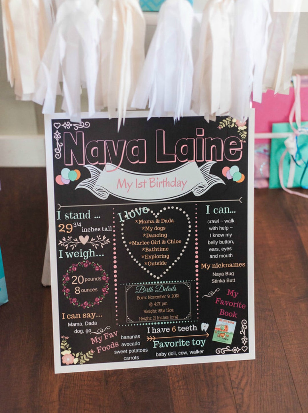 Personalized First Birthday Milestone Board - Etsy
