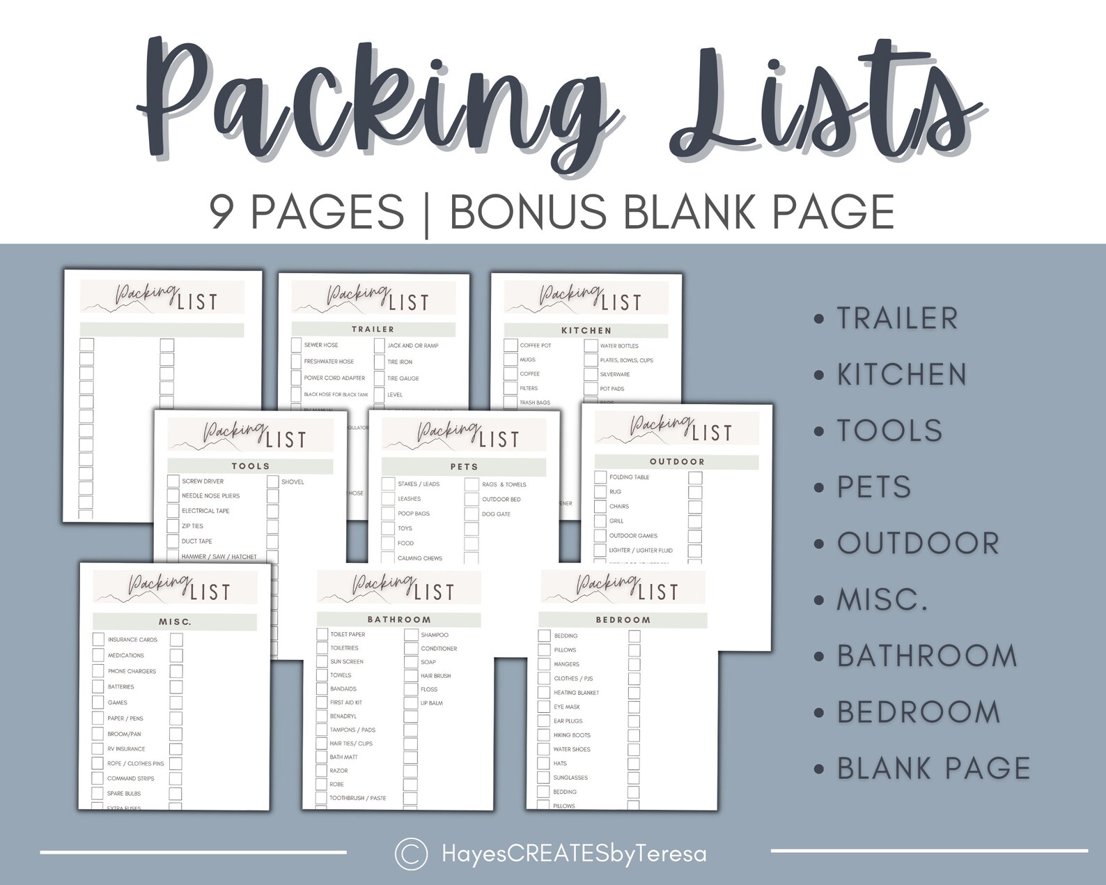 RV CAMPING PLANNER Packing Check List Trip Planner Meal - Etsy