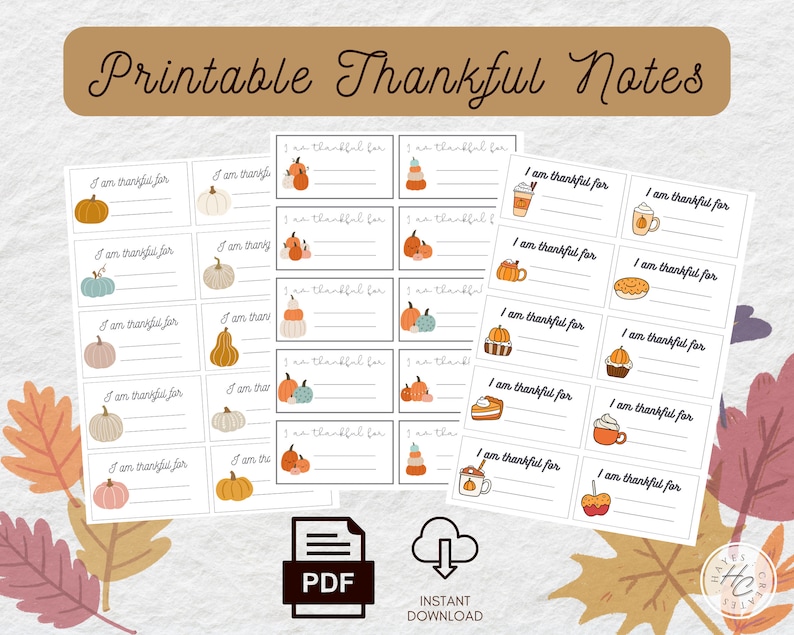 Printable THANKFUL Notecards : 3 Options - Etsy