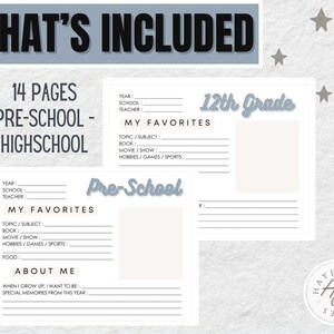 SCHOOL YEAR Printable Pages | Memory Box | Keepsake | Baby Shower Gift ...