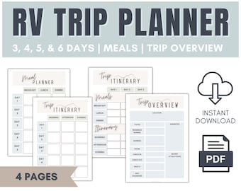 RV Roadtrip Planner, Road Trip Planner, Printable Planner, RV Printable ...