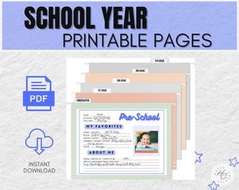 SCHOOL YEAR Printable Pages | Memory Box | Keepsake | Baby Shower Gift ...