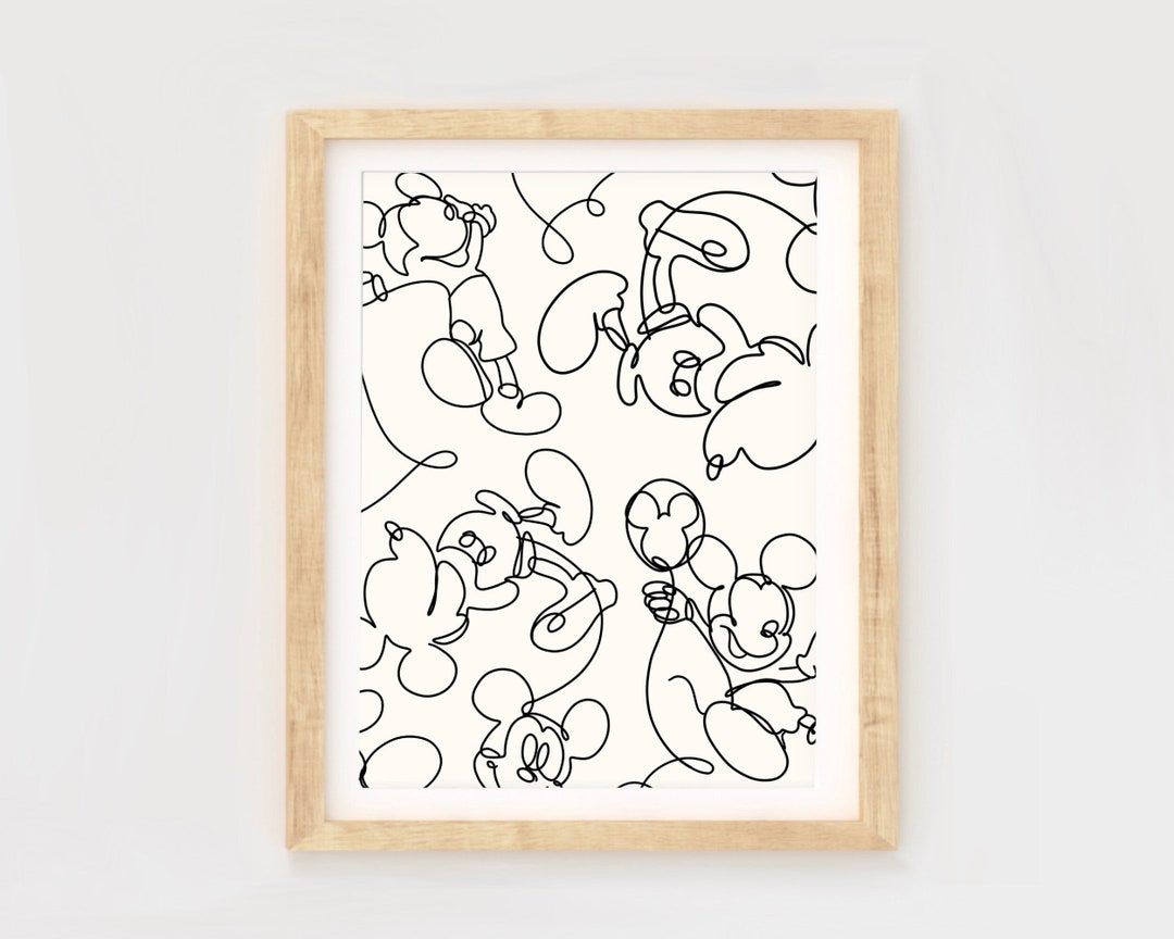Mickey Line Art, Gallery Wall Art, Mickey Art Print, WDW Art, Park ...