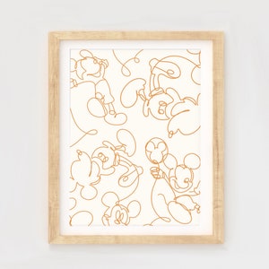 Mickey Line Art, Gallery Wall Art, Mickey Art Print, WDW Art, Park ...