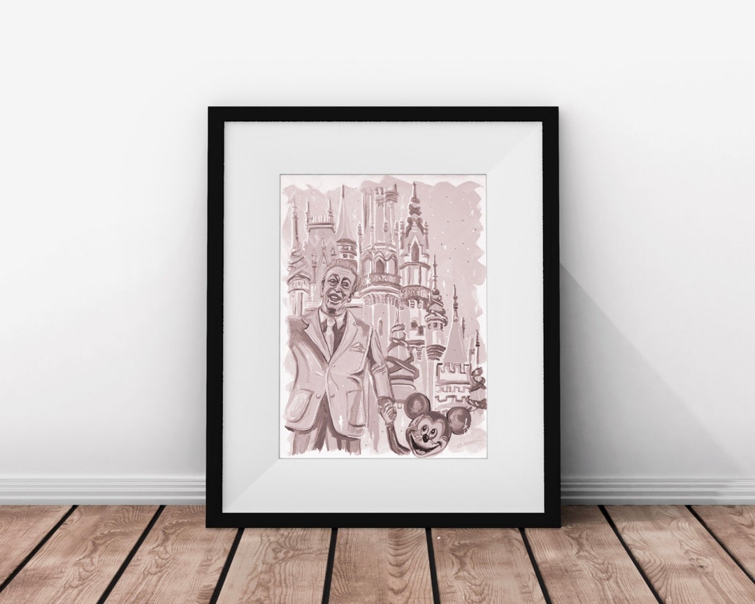 Disney Park Art Magic Kingdom WDW Art Walt and Mickey - Etsy