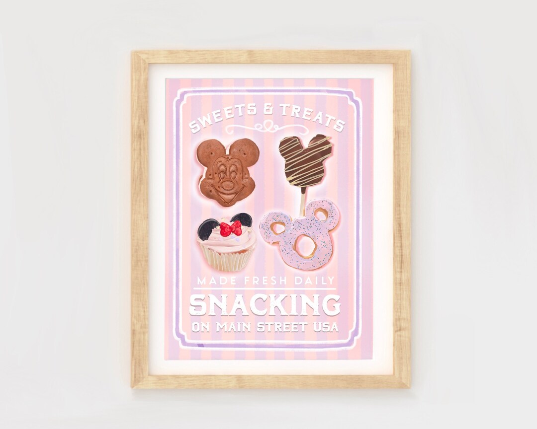 Disney Treats Print, Main Street USA, WDW Poster, Disney Snacks, Disney ...