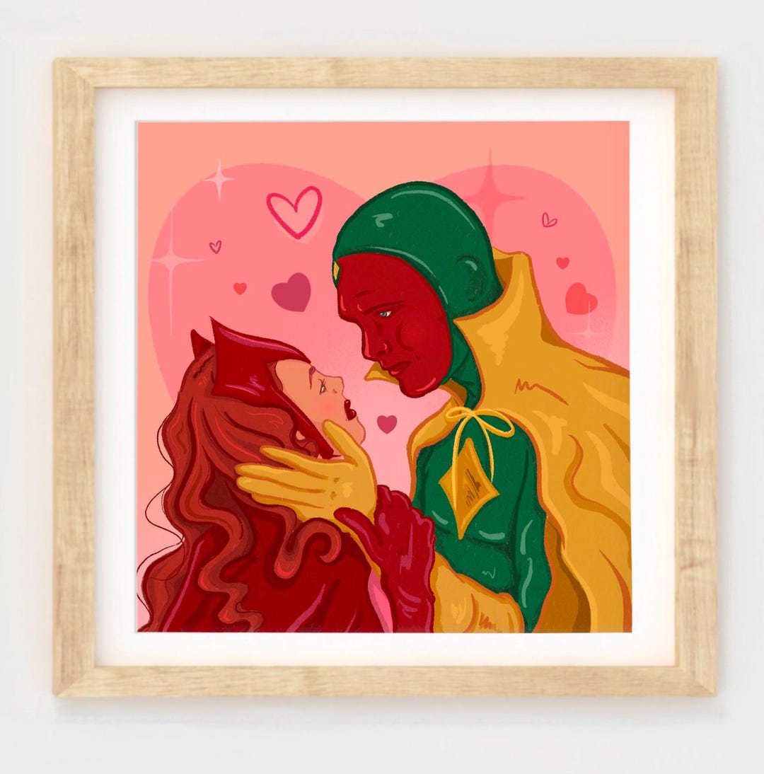Wanda & Vision Art, Hero Couple Art Print, Avengers Prints, Superhero ...