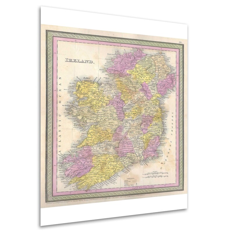 Ireland Historic Map Mitchell 1850 First Quality Antique - Etsy