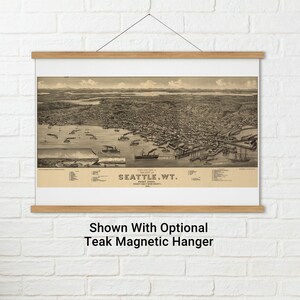 Map of Seattle Washingon 1884; Antique Birdseye or Pictorial Map ...