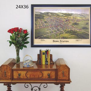 Map of Derry Station PA Antique Map Pictorial or Birdseye | Etsy