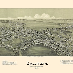 Map of Gallitzin, PA; Antique Map; Pictorial or Birdseye Map, 1901 ...