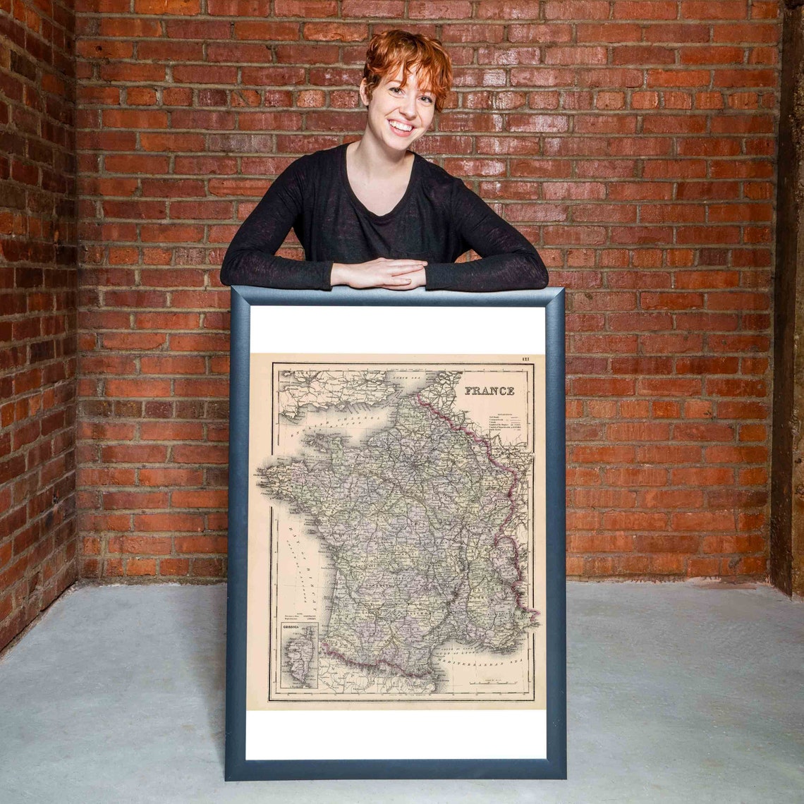 Map of France With Corsica Colton's Atlas of the World | Etsy