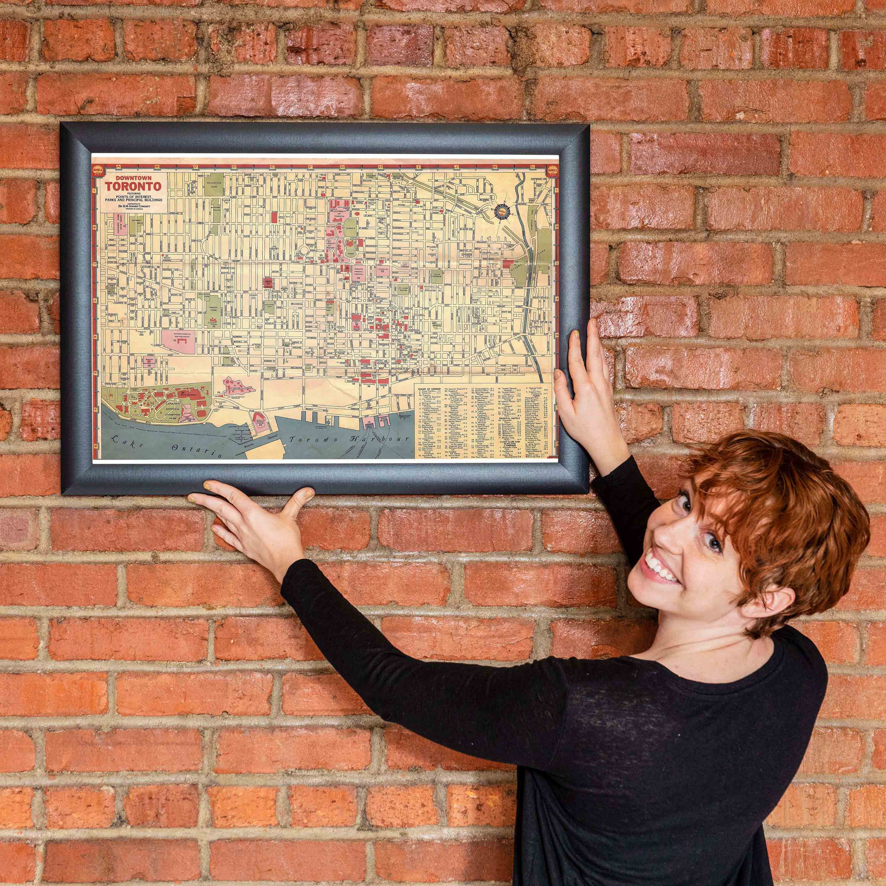 Street Map of Downtown Toronto by Shell Oil, 1930's - Teak Wood ...