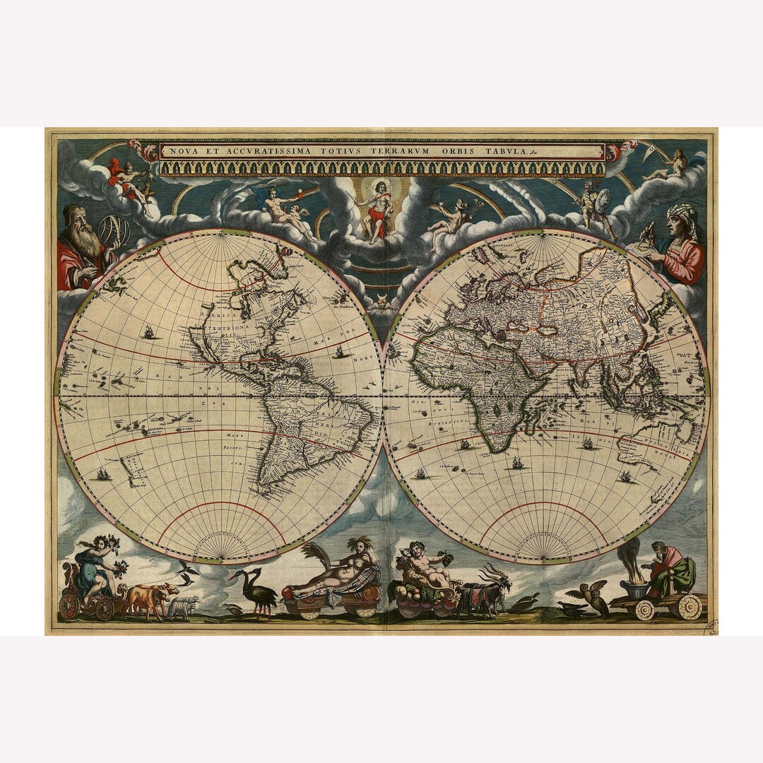 Map of the World by Blaeu; 1684; Historic Map; Custom Printed to Order ...