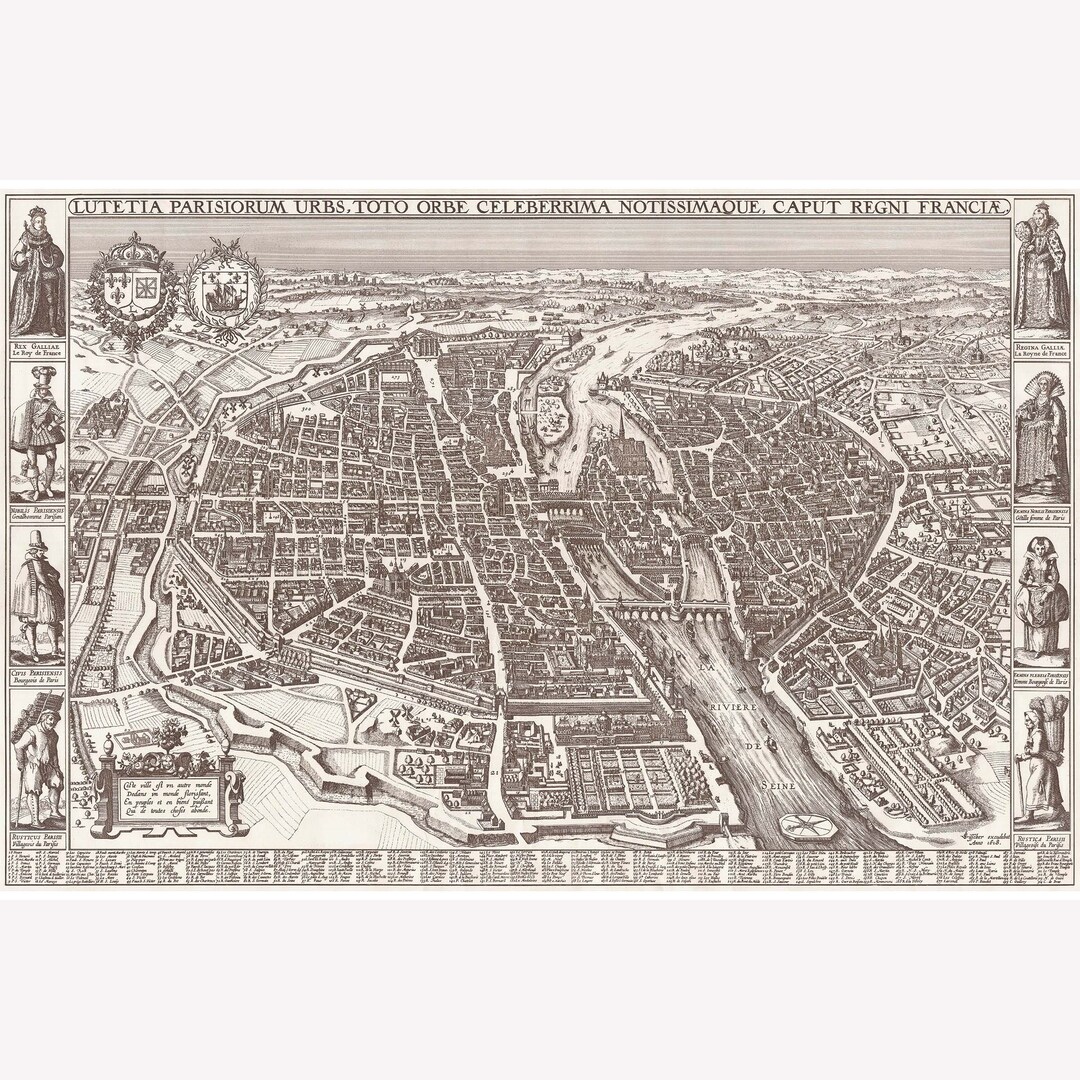 Map of Paris Antique Map Historical Cartography Jansz. - Etsy