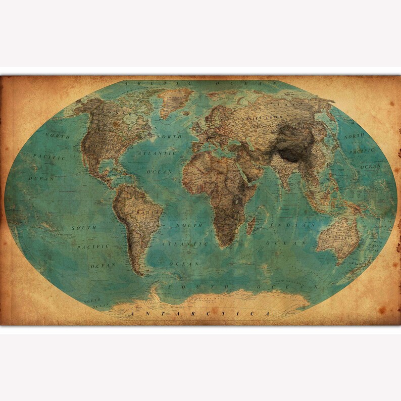 The World in 1938 Antique Map Teak Wood Magnetic Hanger - Etsy