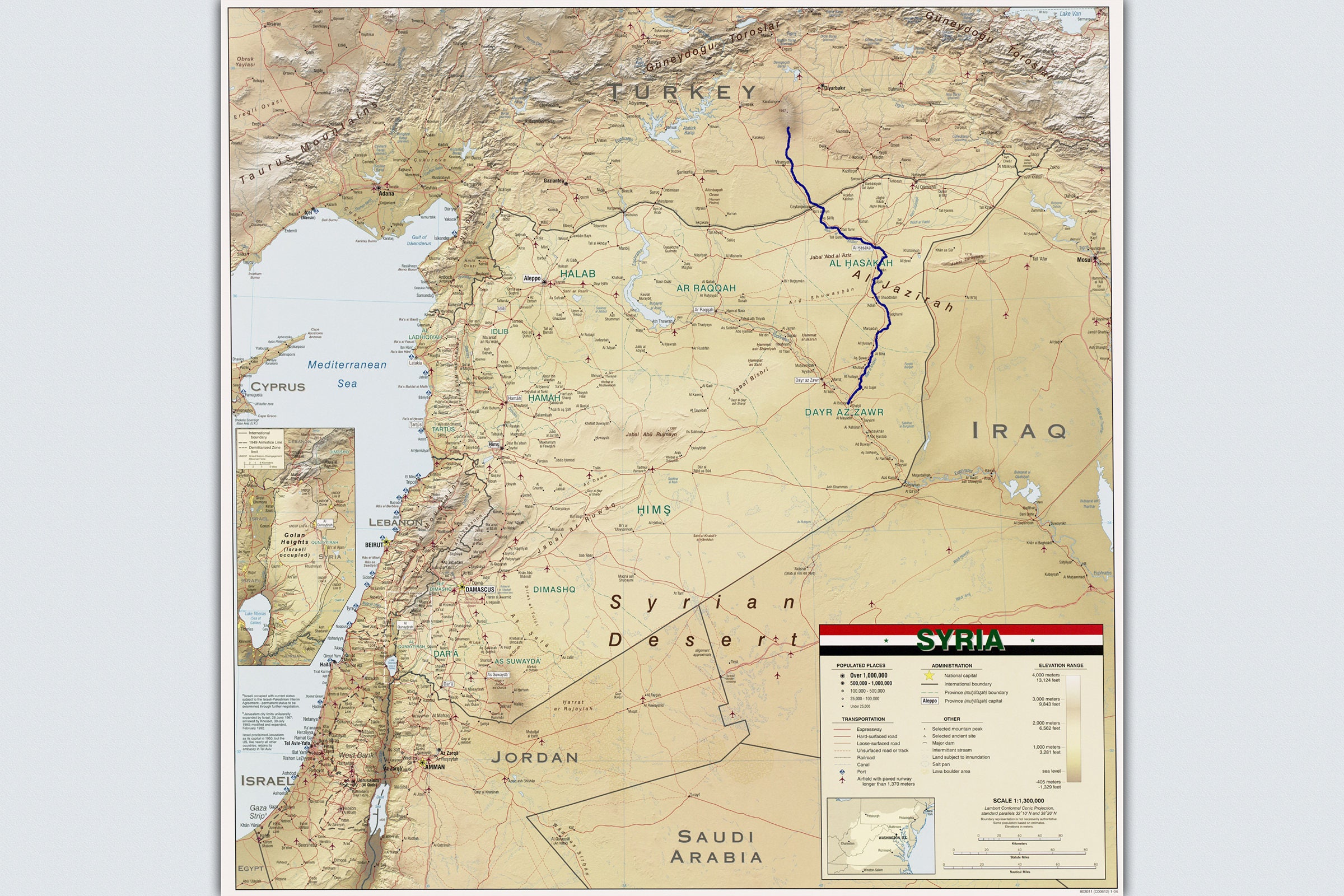CIA Map of Syria Khabur River Central Intelligence Agency | Etsy
