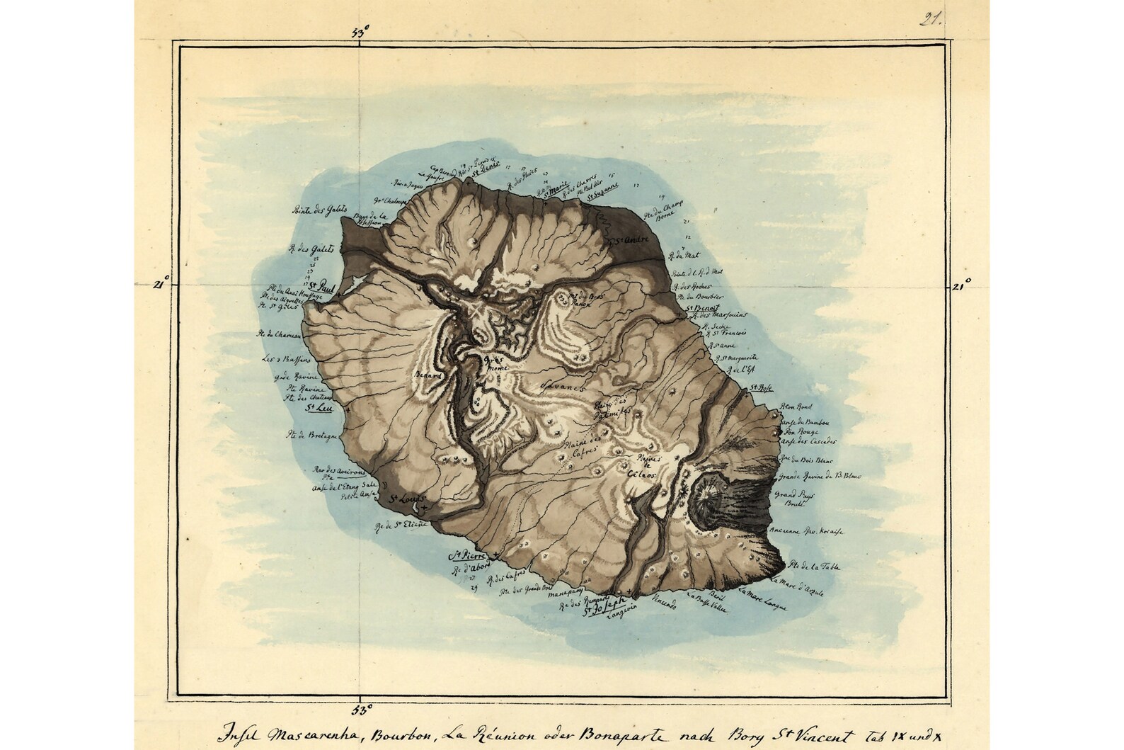 Map of La Reunion Island by Marcellin 1802 Antique Map Custom | Etsy
